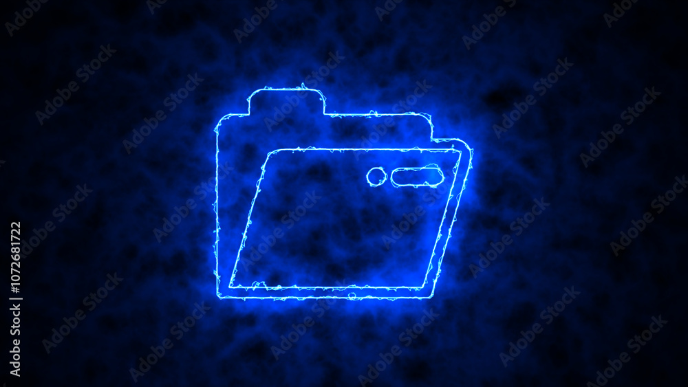 Fire Folder Icon, Outline neon folder icon. unseen folder icon blue ...