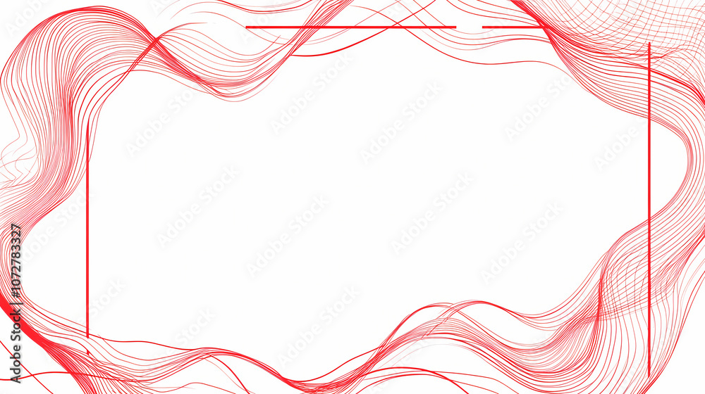 Quirky trendy frame, hand drawn red borders for wedding invitation ...