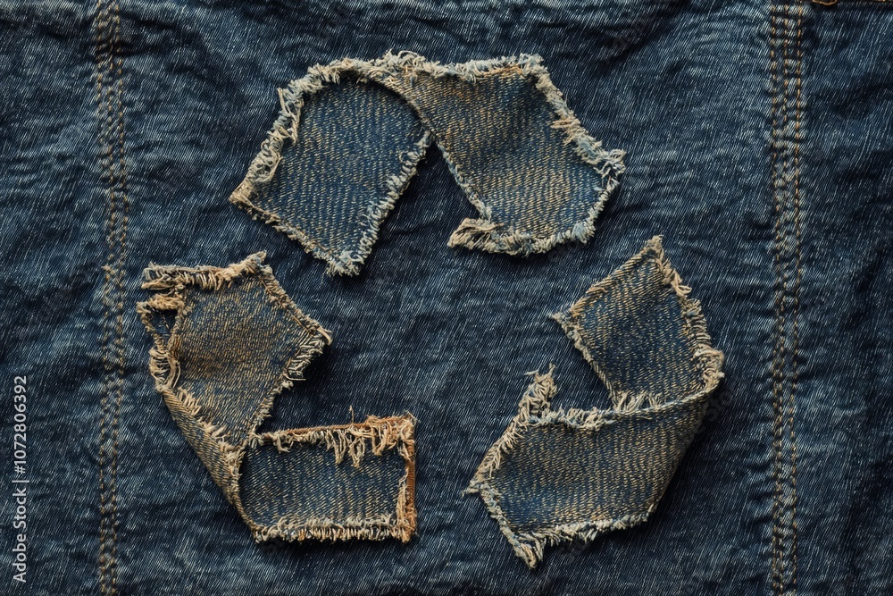 Upcycled denim creates a unique recycling logo crafted from old jeans ...