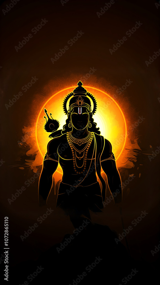 Glowing Lord Ram .Hindu Deity Rama .Illustration of Lord Ram glowing in ...