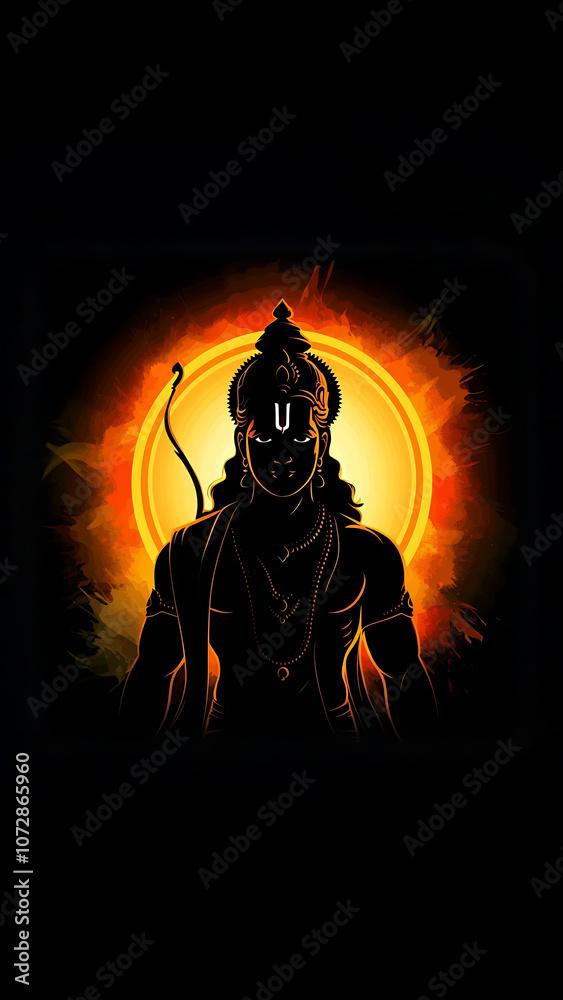 Glowing Lord Ram .Hindu Deity Rama .Illustration of Lord Ram glowing in ...
