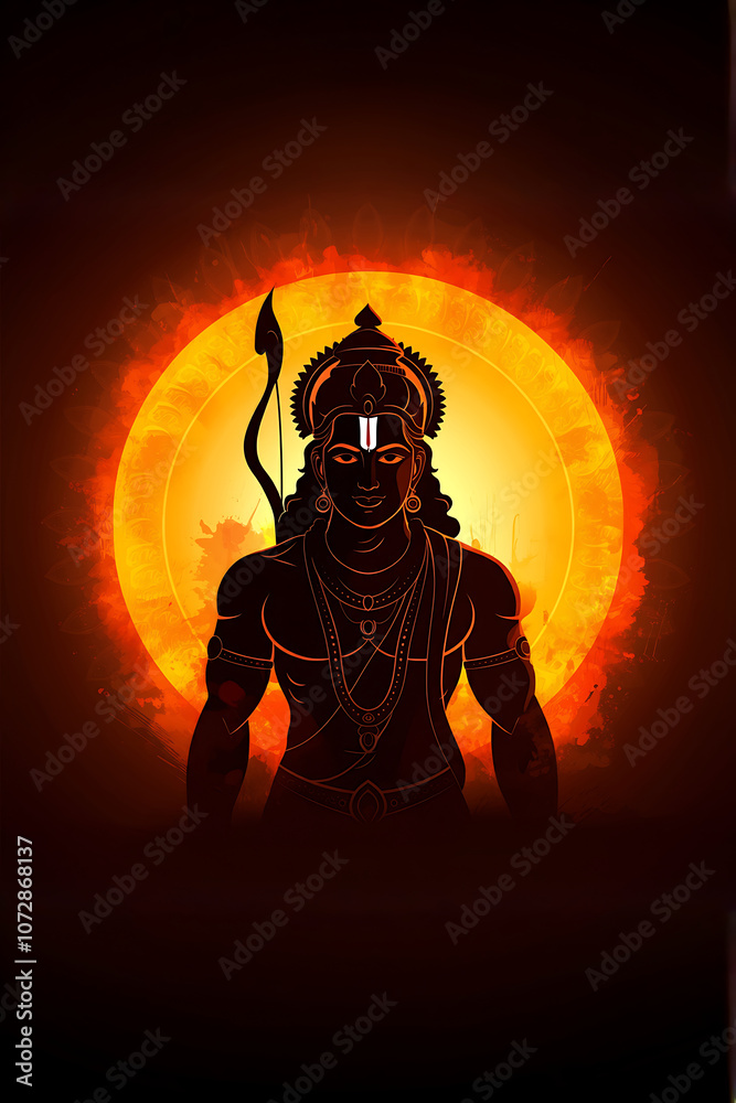 Glowing Lord Ram .Hindu Deity Rama .Illustration of Lord Ram glowing in ...