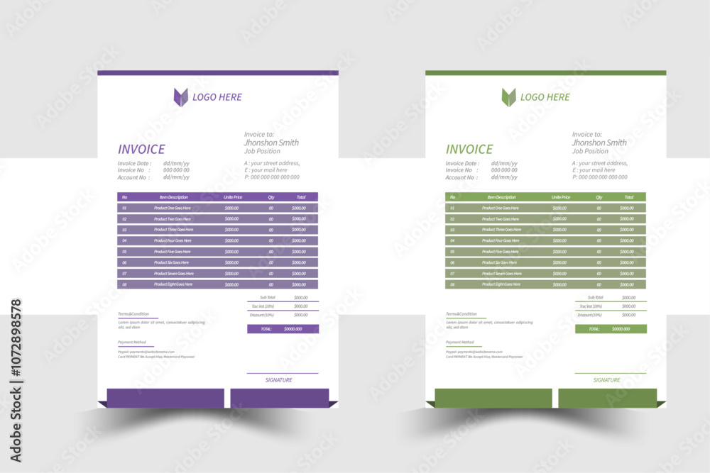 Vetor Tax form, bill graphic or payment receipt page vector set.two ...
