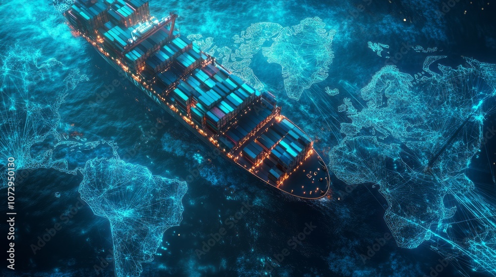 Futuristic cargo container ships utilize technology for global ...