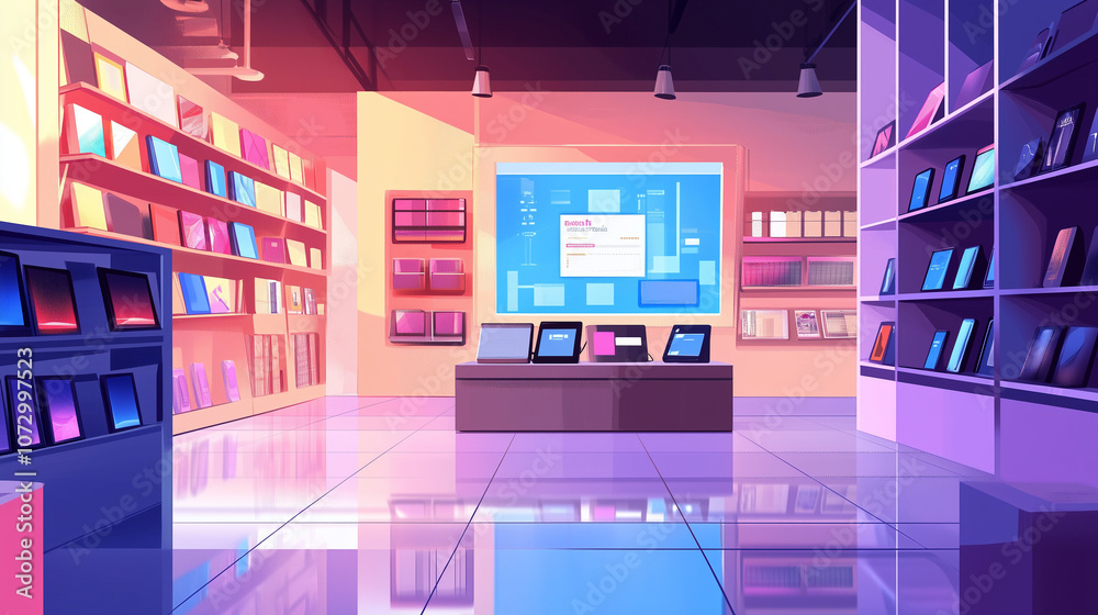 Electronics Sale Display: A display of popular electronics including ...