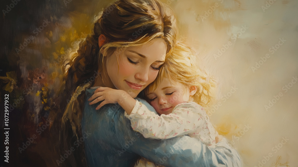 Mother and Child Hugging: A touching scene of a mother hugging her ...