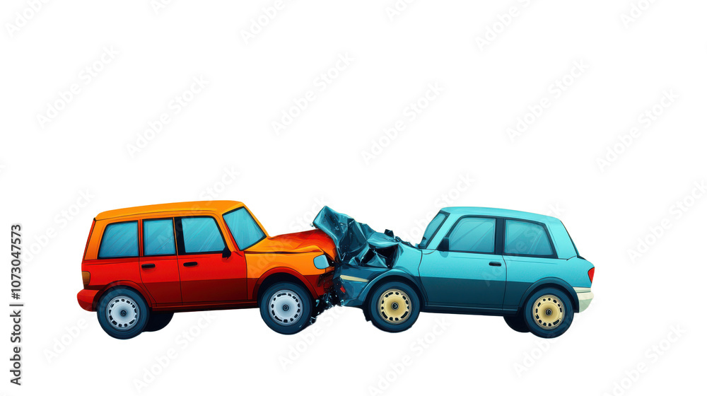 Car Accident Illustration Two Vehicles Collision Damaged Cars Safety ...