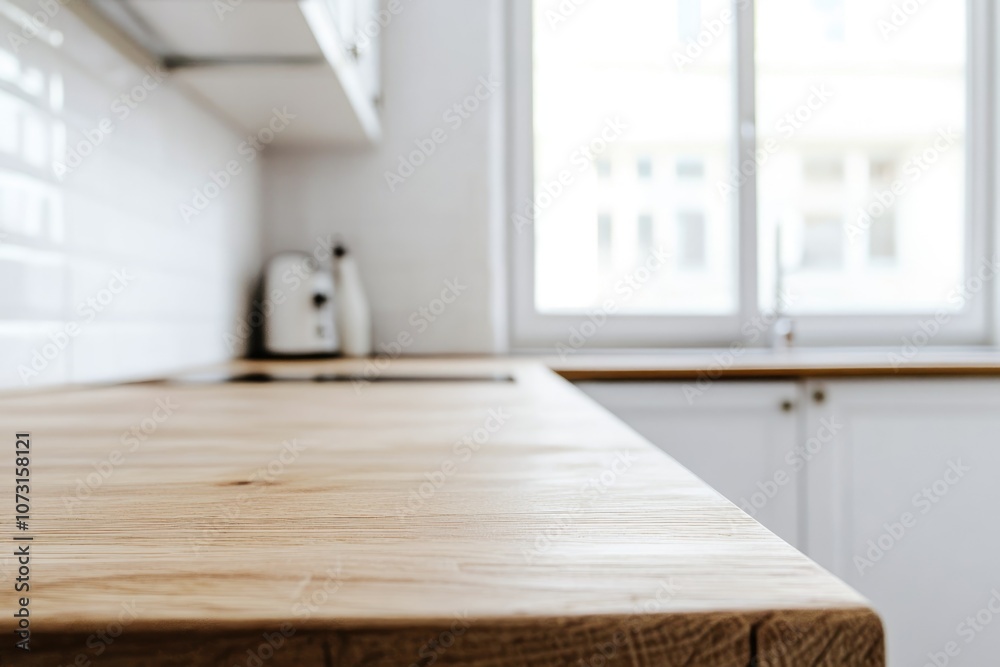 Minimalist Kitchen Design Featuring Massive Wooden Counter for Modern ...