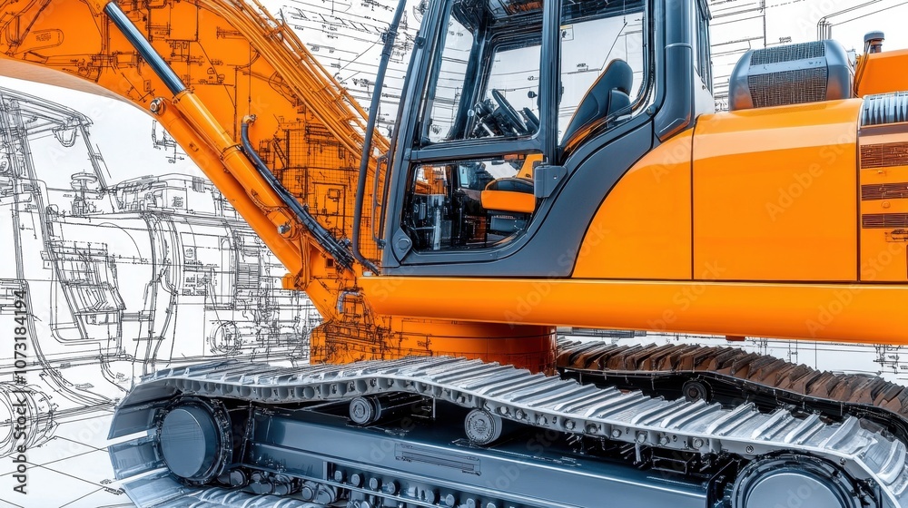 A visually striking close-up of an excavators cab interior, detailed ...