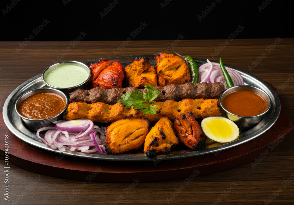 Assorted mix grills with tikka boti seekh kabab of chicken, beef, lamb ...