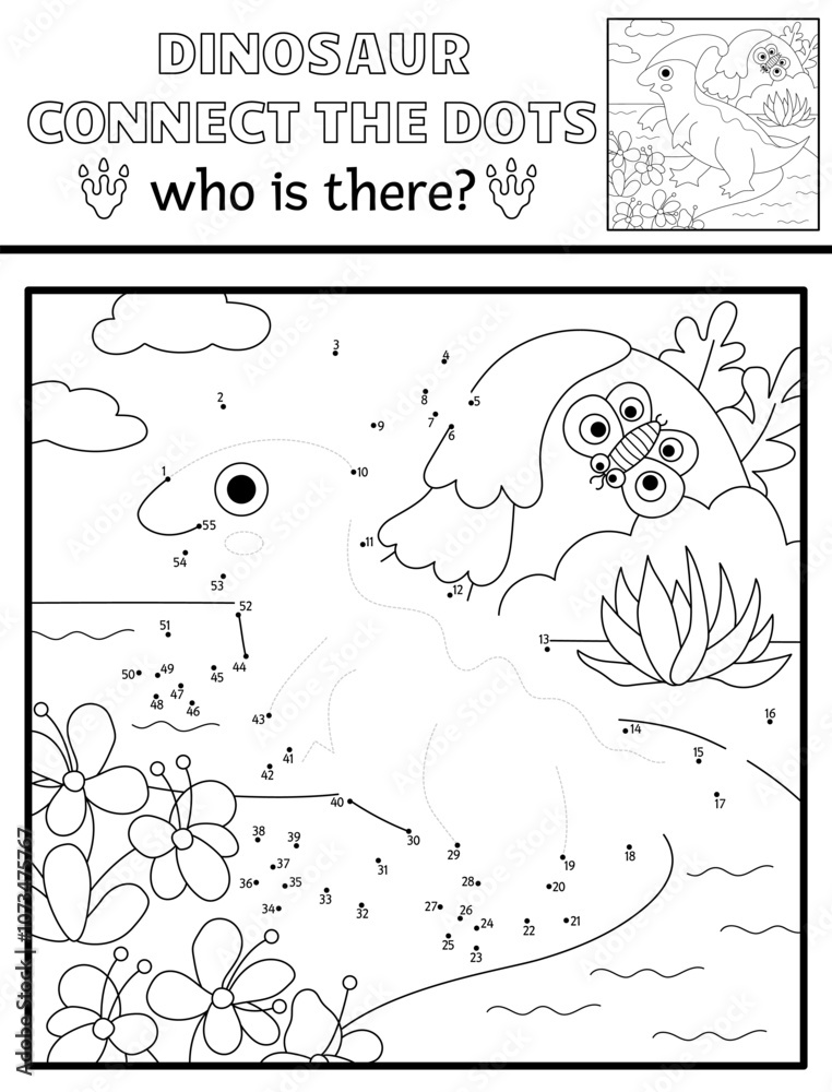 Vector black and white dot-to-dot and color activity with ...