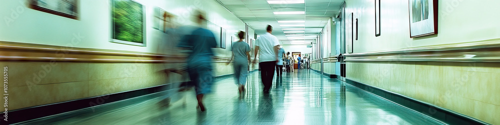 Tense moments in a hospital corridor, with nurses and doctors hurrying ...