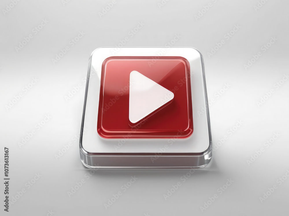 Transparent PNG available 3d YouTube logo play button red square white ...