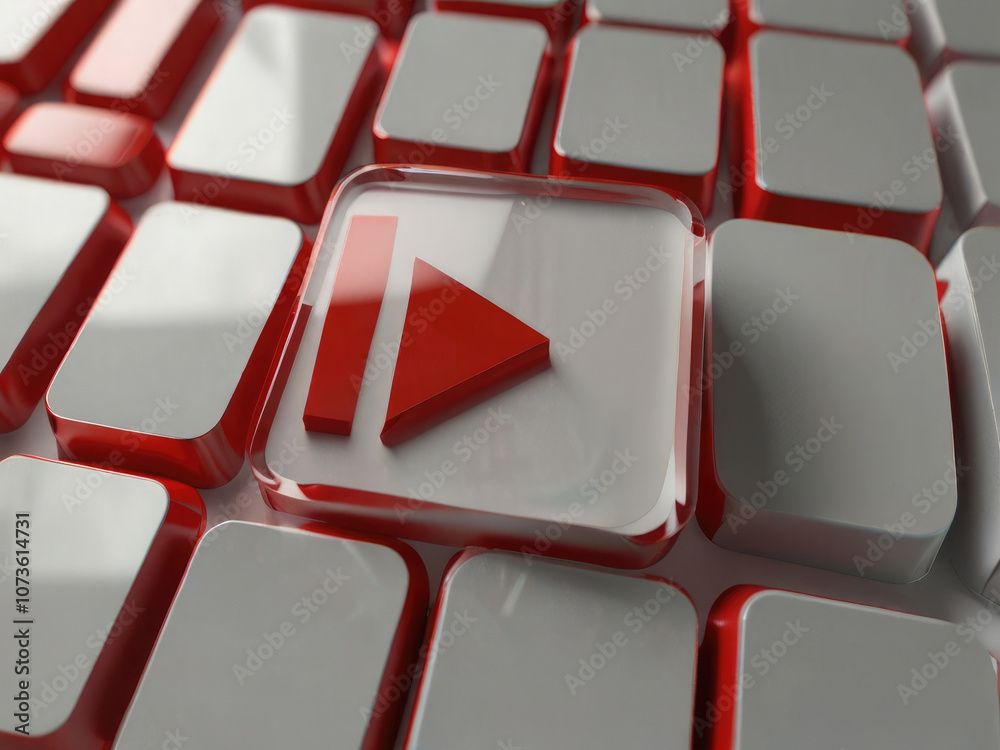 Transparent PNG available 3d YouTube logo play button red square white ...