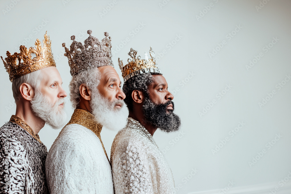 The Three Wise Men, Melchior, Caspar, and Balthazar, adorned with ...