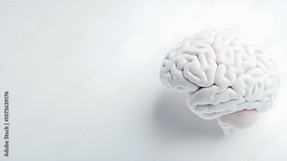 Side view of human brain on blue background. For World Brain Day ...