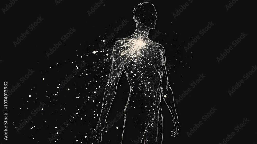 Silhouette of human astral human body concept image for near death ...