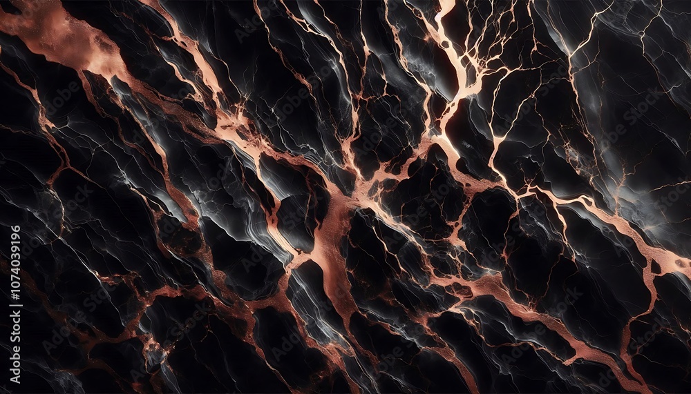 Dramatic black marble texture with bold copper veins luxury high ...