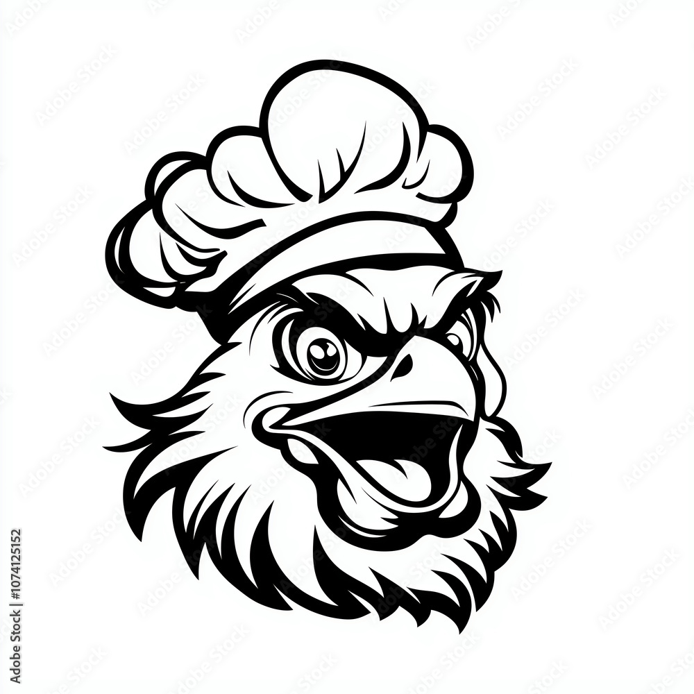 Angry chef chicken logo vector illustration, chicken head food business ...