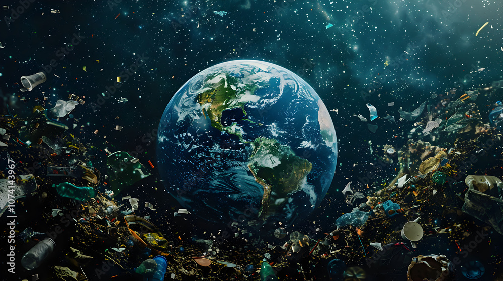 Earth surrounded by a massive cloud of floating garbage in space ...