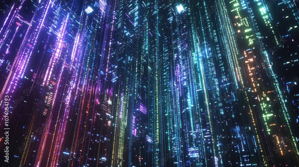 Big data technology backdrop featuring binary code algorithms deep ...