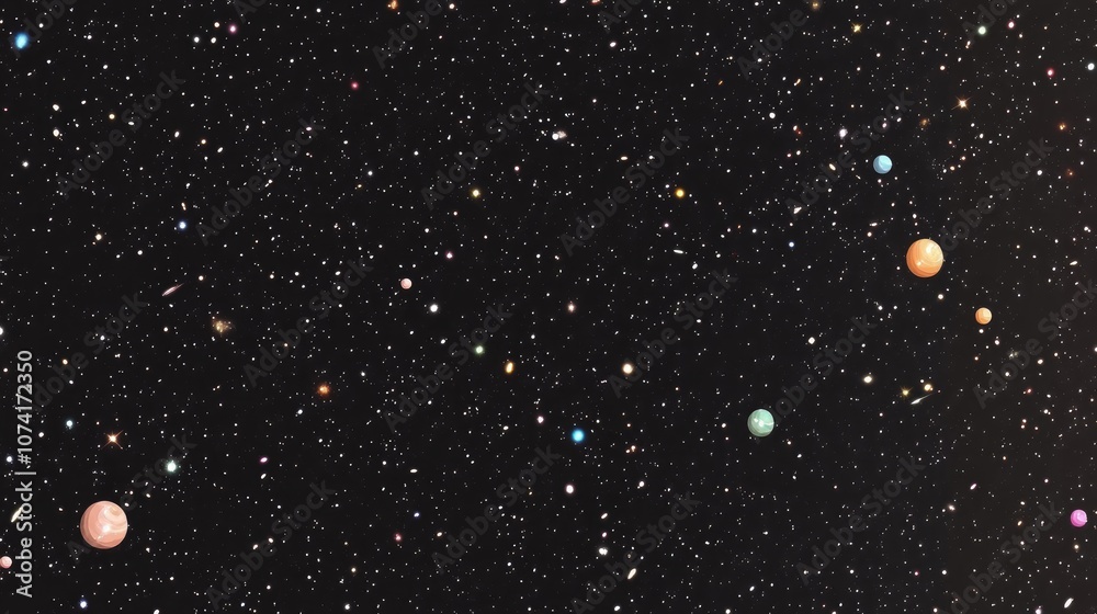 High definition star field background featuring a 3D cartoon rendering ...
