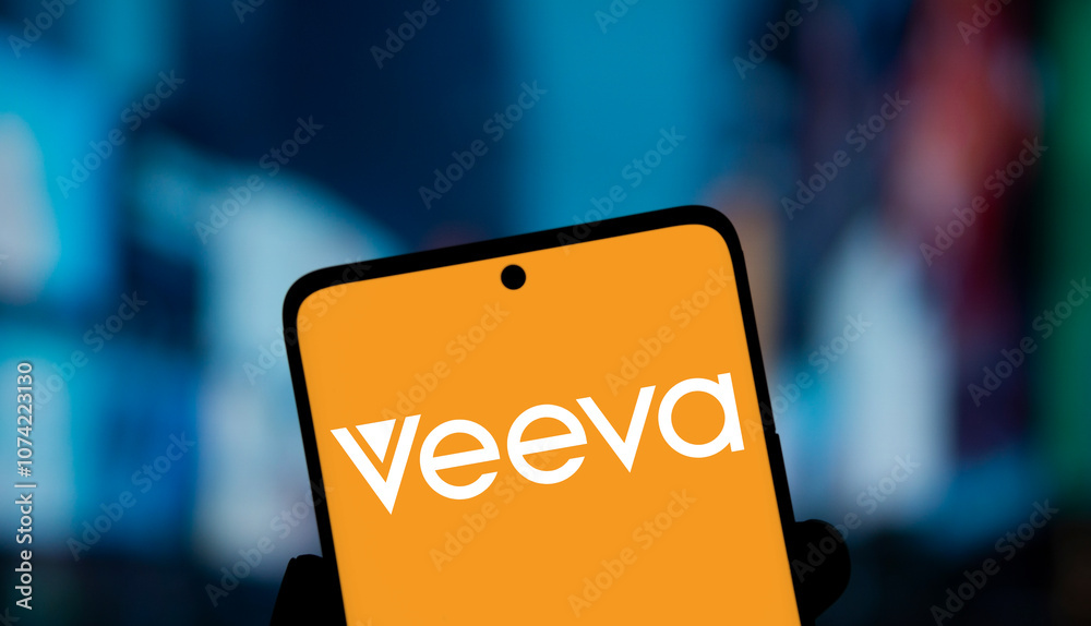Dhaka, Bangladesh- 10 Nov 2024: Veeva Systems logo is displayed on smartphone. Veeva Systems Inc ...