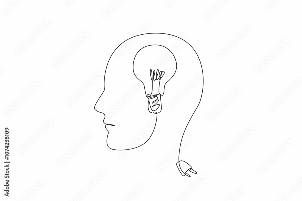 World Logic Day. Single one line drawing of human head made of wire ...