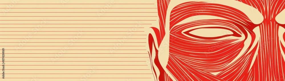 Detailed Illustration of Facial Anatomy Showing Muscles and Biological ...