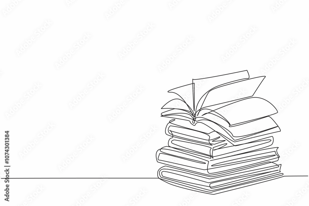 National Thesaurus Day. One single line stack of books with open page ...