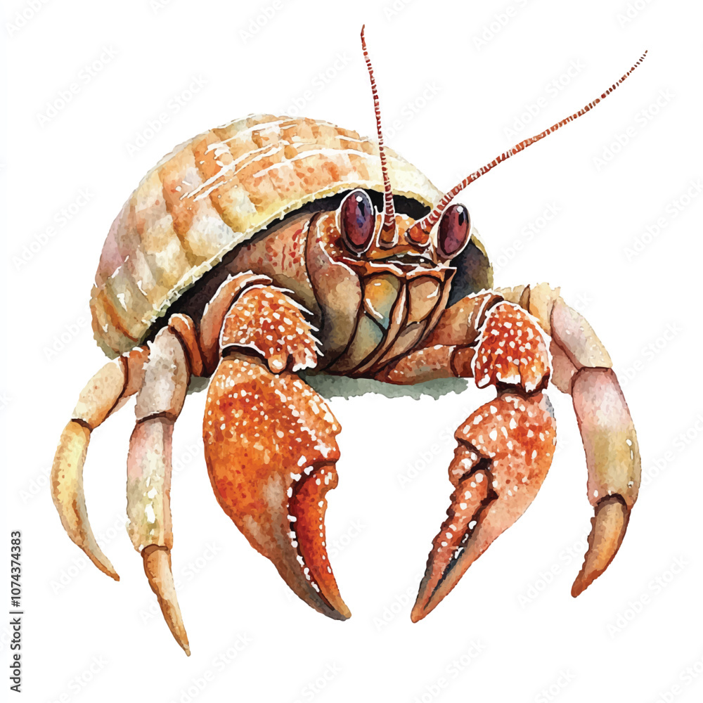 cute Hermit Crab watercolor clipart illustration isolated Stock Vector ...