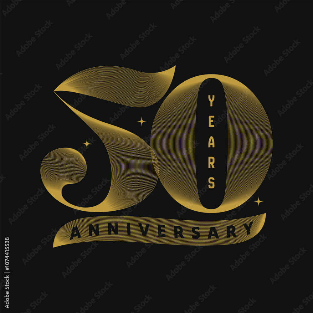 50 years anniversary golden text logo. 50th wedding anniversary ...