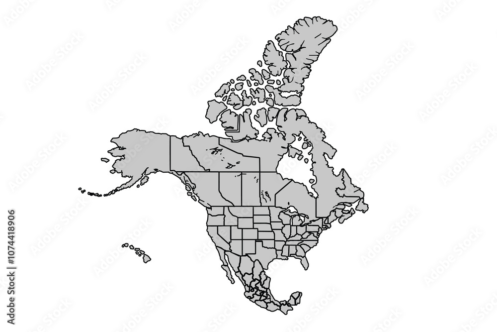North America map isolated on white background.for website layouts ...