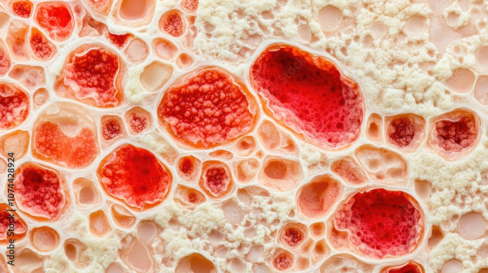 Detailed shot of epidermis with red patches and isolated spots, showing ...