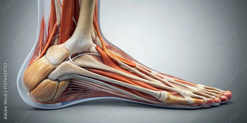 Aerial View of a Human Foot and Ankle Highlighting the Achilles Tendon ...
