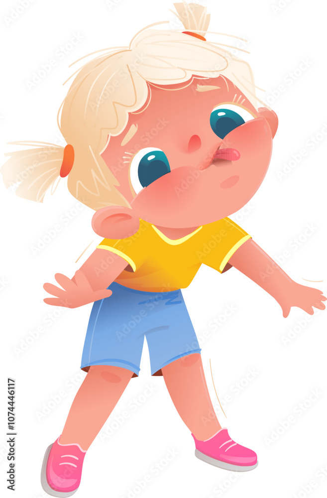 Cute little girl grimacing facial expression, naughty ad mischief child ...