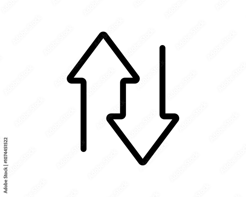 Transfer double arrow icon. Two opposite direction symbol. Exchange line arrow icon. Remove sign ...