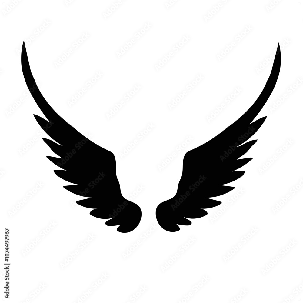 Black raven wing isolated with feather texture. Angel wings, bird wings ...