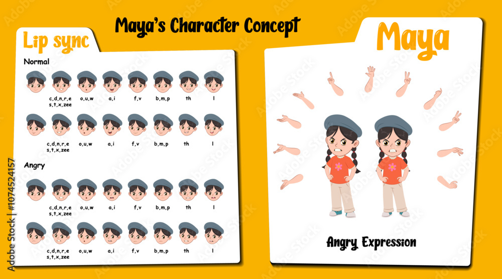 An angry girl cartoon character AKA Maya, little girl cartoon vector ...