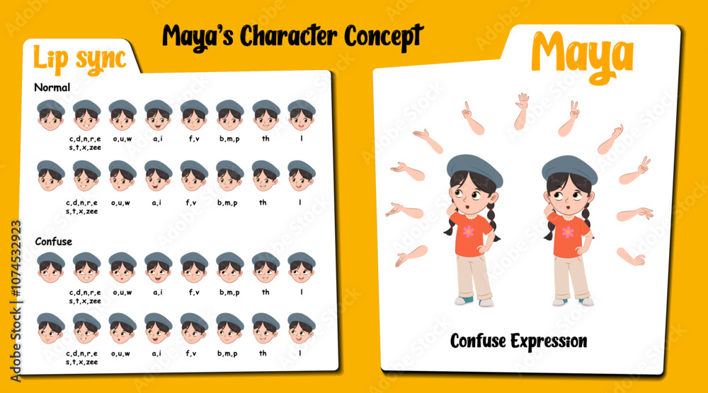 A confused girl cartoon character AKA Maya, little girl cartoon vector ...