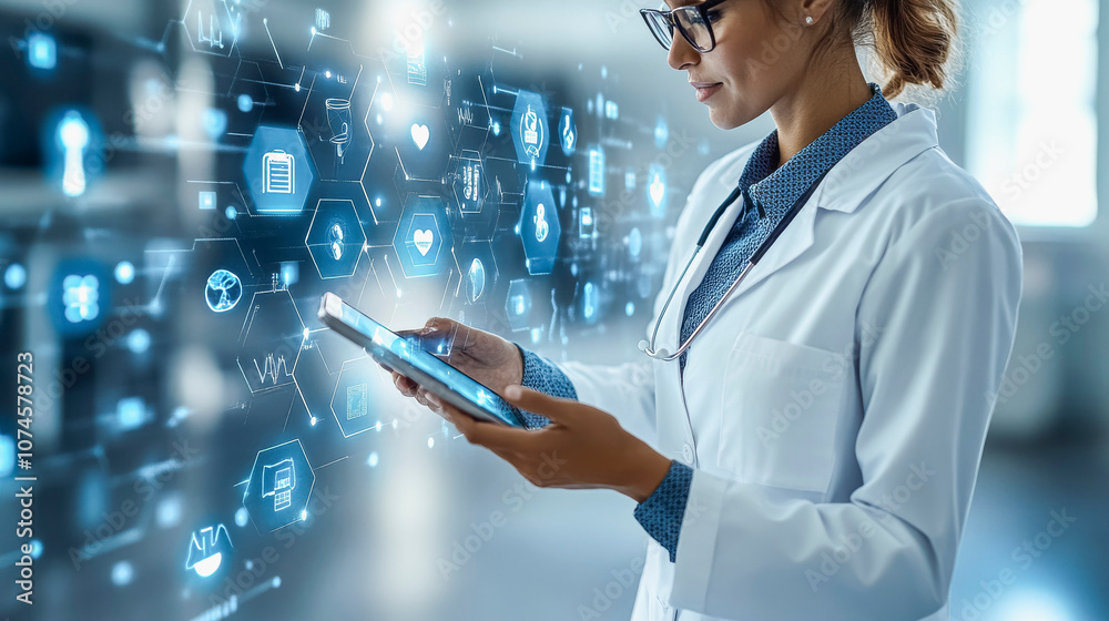Healthcare innovation: doctor utilizing digital technology in modern ...