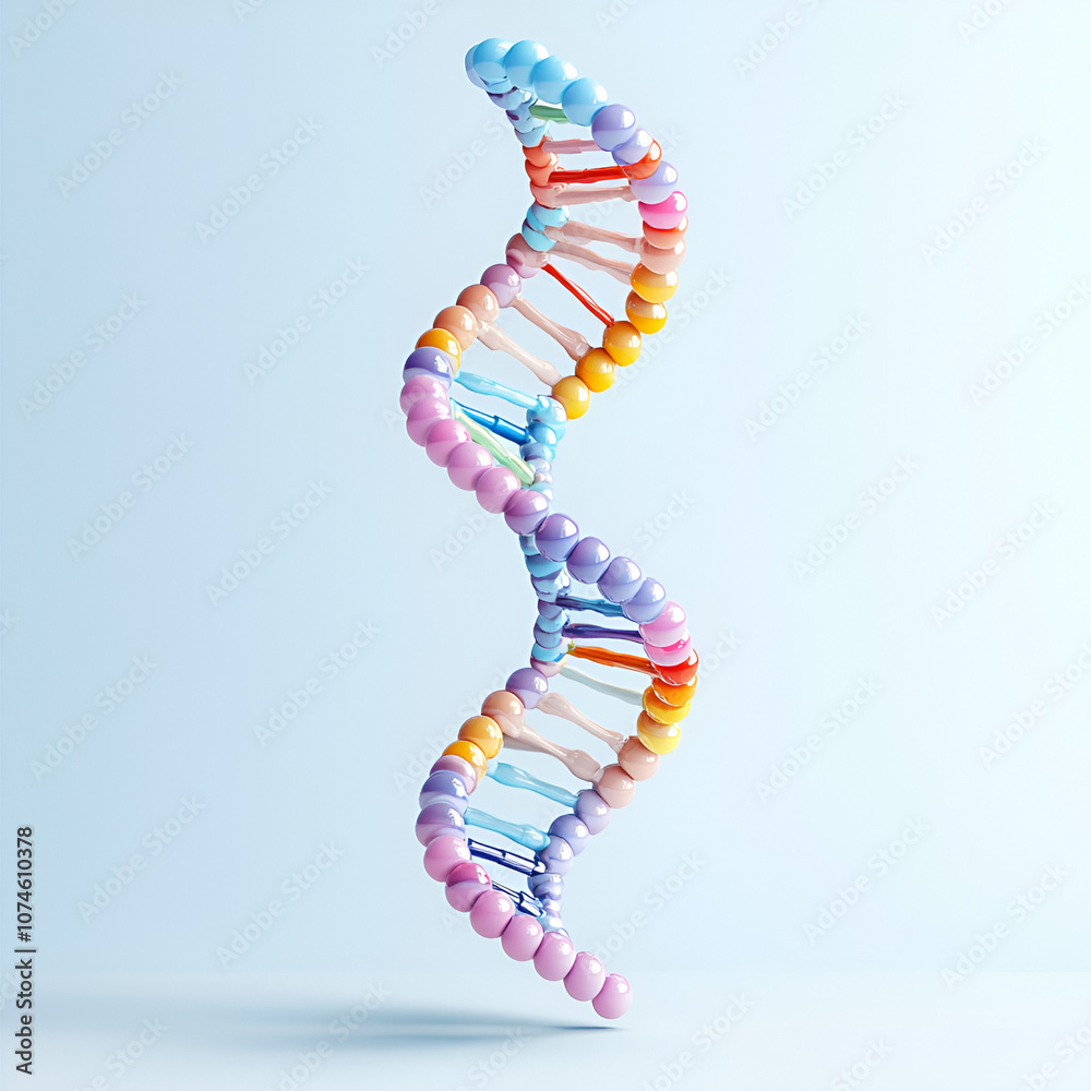 Simplified 3D DNA Helix Model Representation, Colorful DNA Strand ...