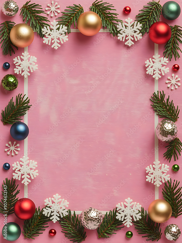 Christmas Border Design. A Vibrant Soft Pink Texture Background with ...