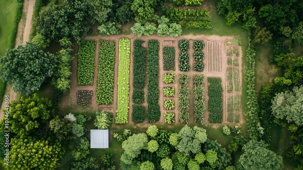 A balanced agroforestry system with trees, shrubs, and crops thriving ...