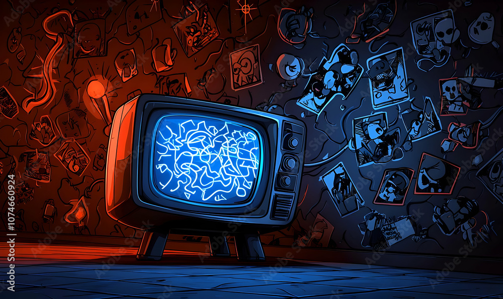 Retro TV Revival, a vibrant digital artwork featuring a vintage ...