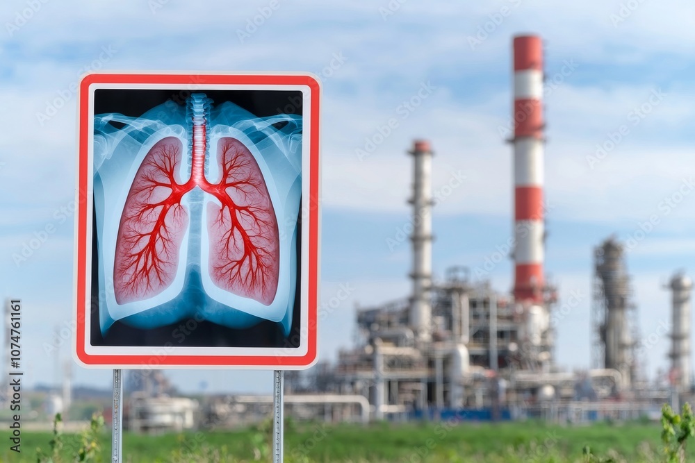 A visual representation of air pollution's impact on lung health Stock ...