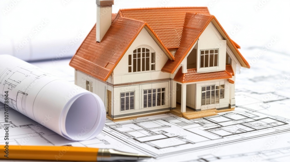 Architect analyzing house blueprint and estimating project costs Stock ...