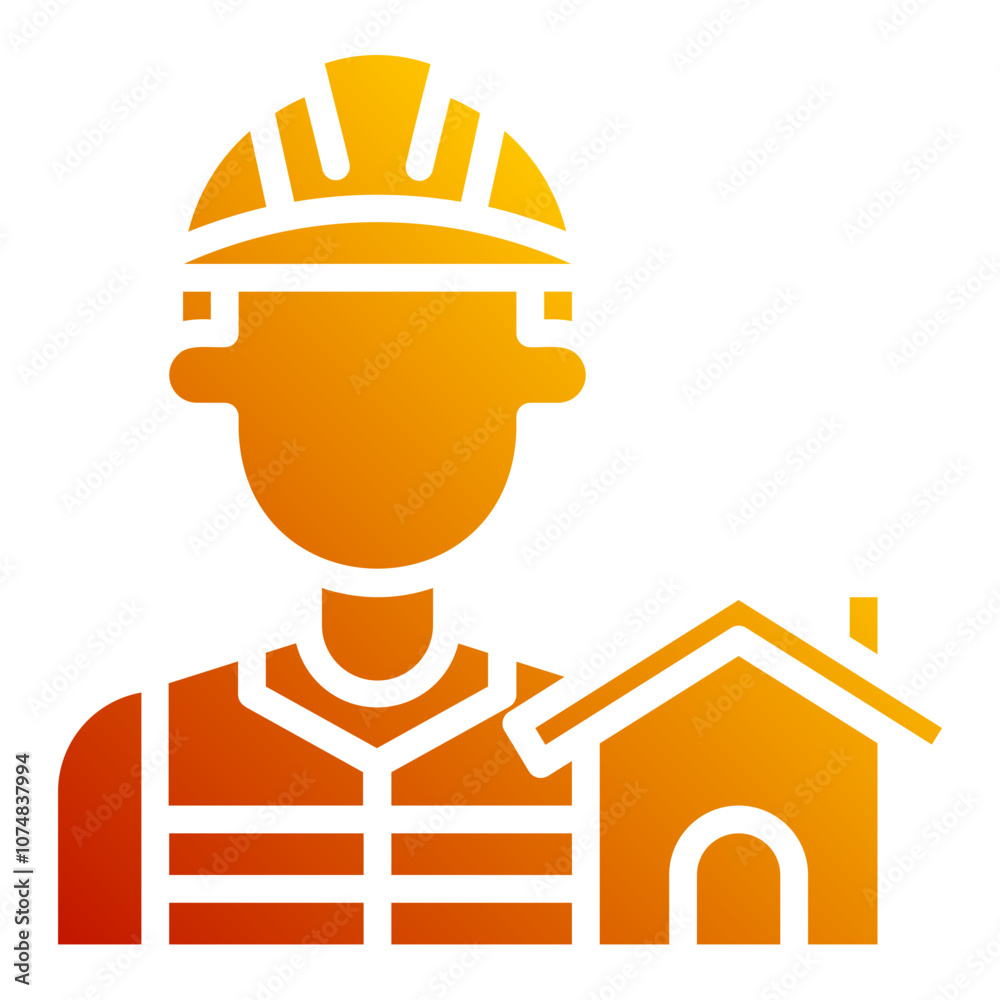 house builder. vector single icon with a solid gradient style. suitable ...