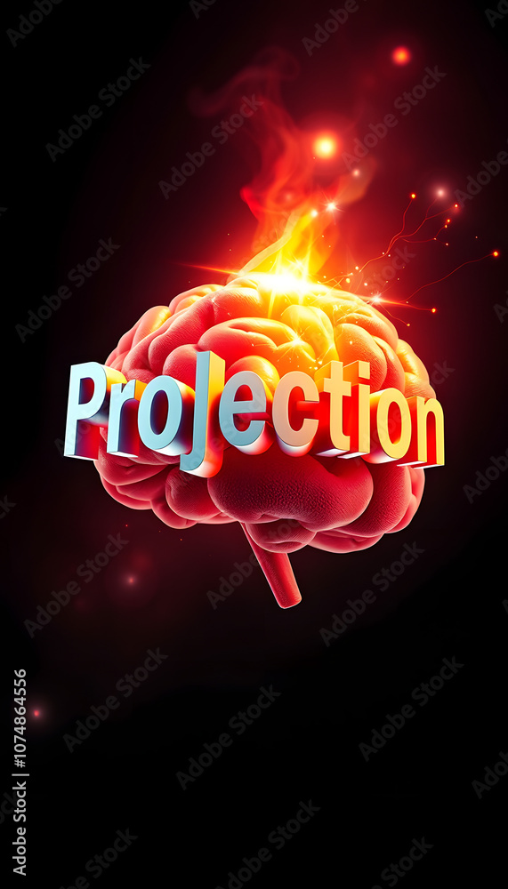 Projection and human mind - pictured as word Projection inside a head ...