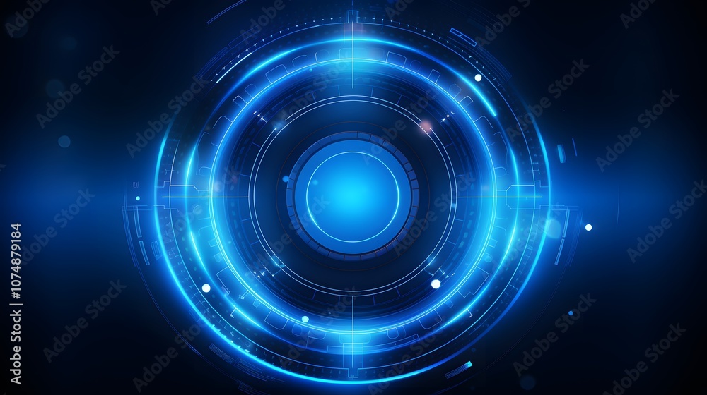 Blue Abstract Technology Background Circles Digital Hi Tech Technology